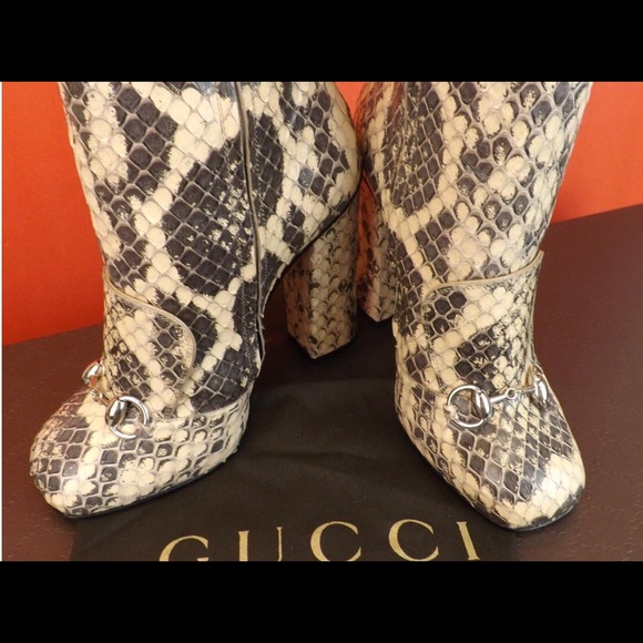 Gucci | Shoes | Gucci Leather Snakeskin Anaconda Lilian Tall Boots ...